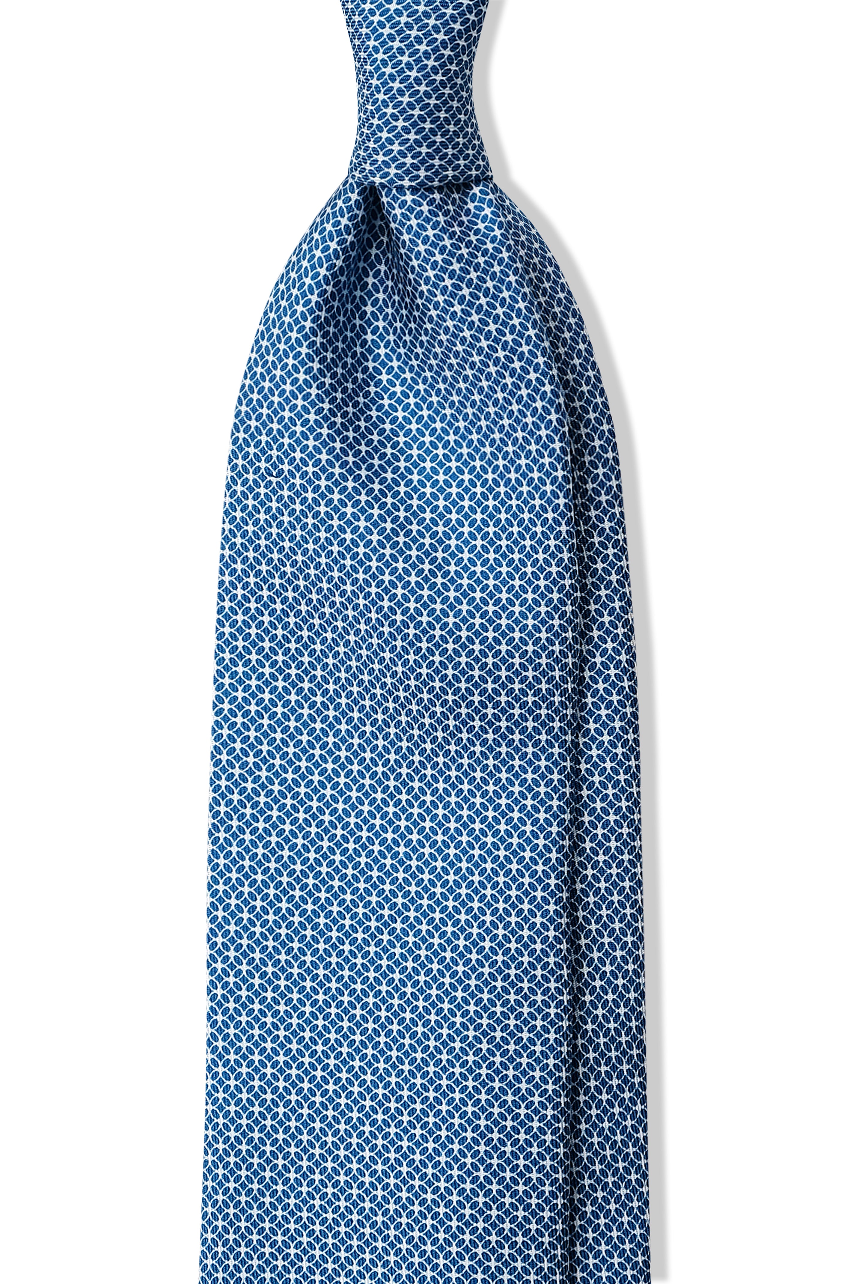 3-Fold Interlocking Chains Printed Silk Tie - Royal Blue/White ...