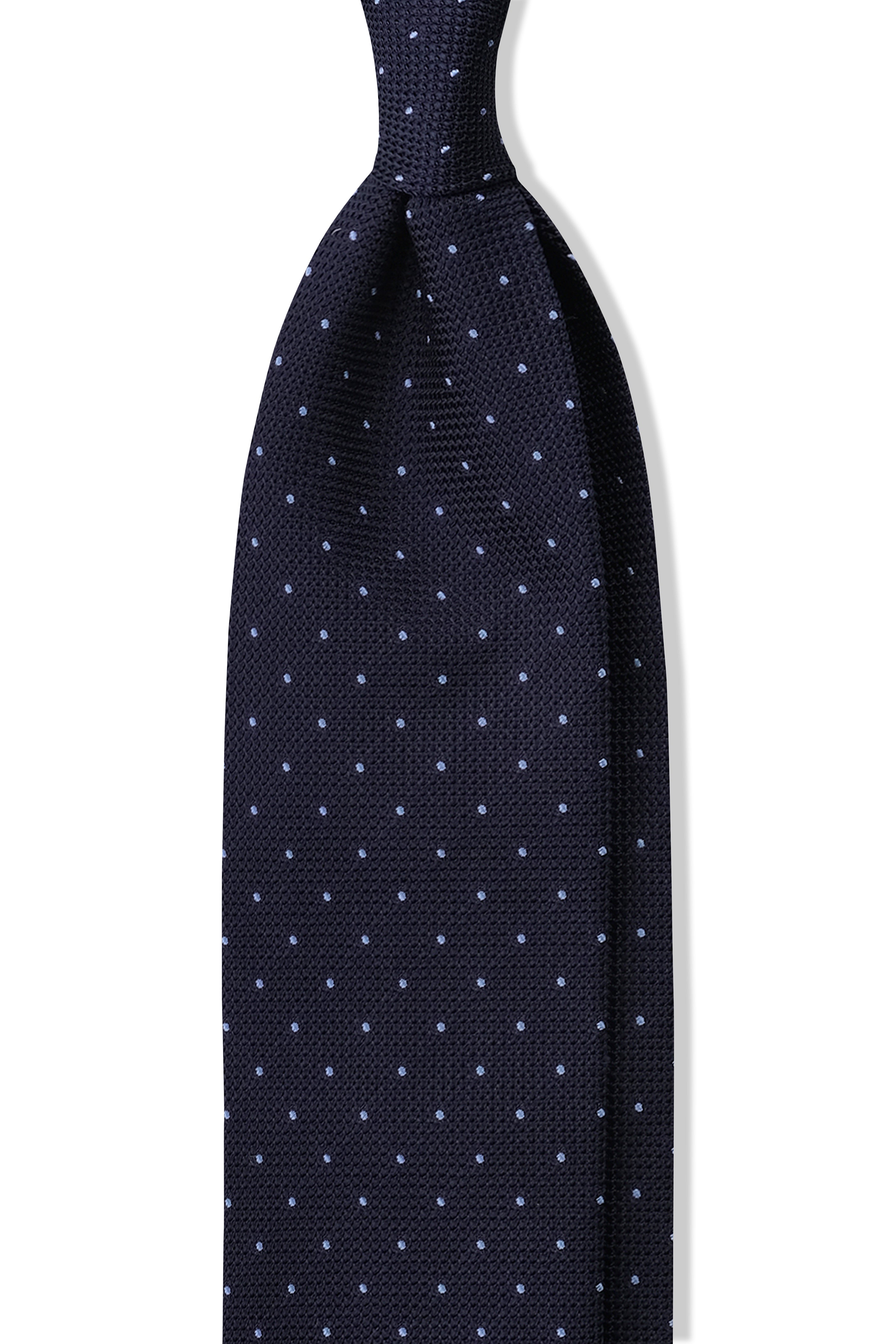 3-Fold Silk Grenadine Pindot Tie - Navy/Light Blue | Brunati Como®
