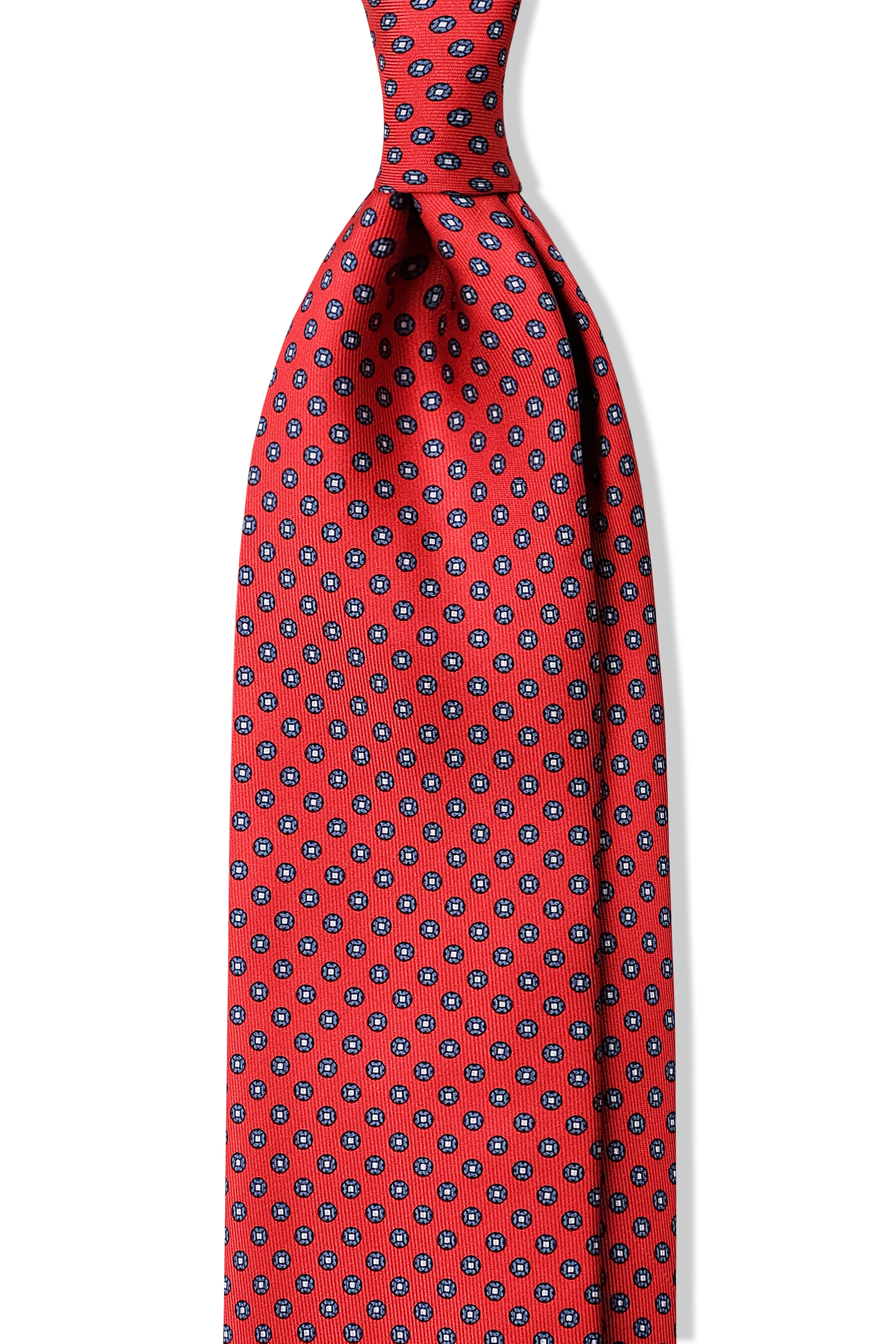 3-Fold Floral Printed Silk Tie - Red/Blue– Brunati Como®