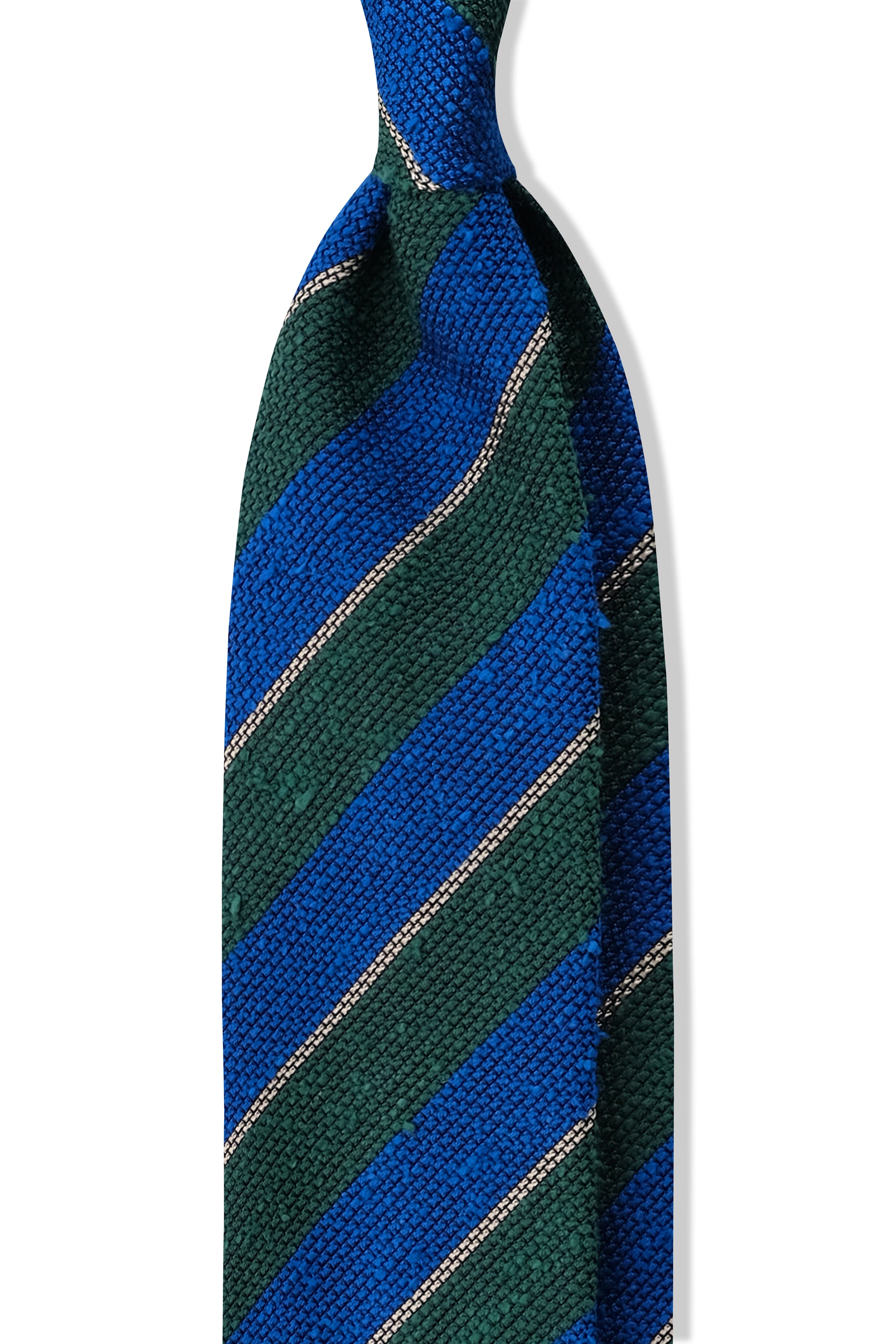 3-Fold Striped Grenadine Shantung Tie - Azure Blue/Green/Beige– Brunati ...
