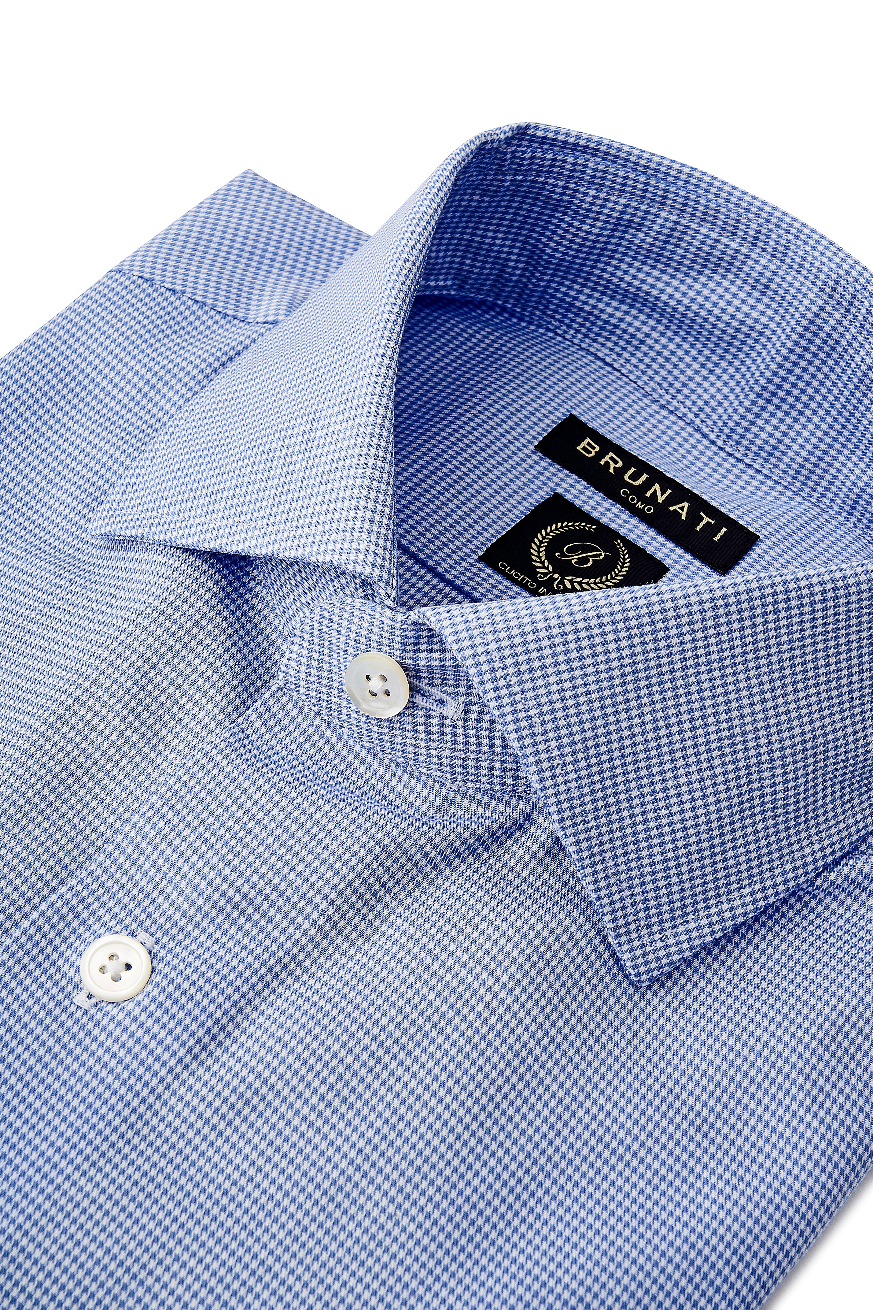 Minimal Check Shirt White Blue | Handmade in Italy | Brunati Como ...