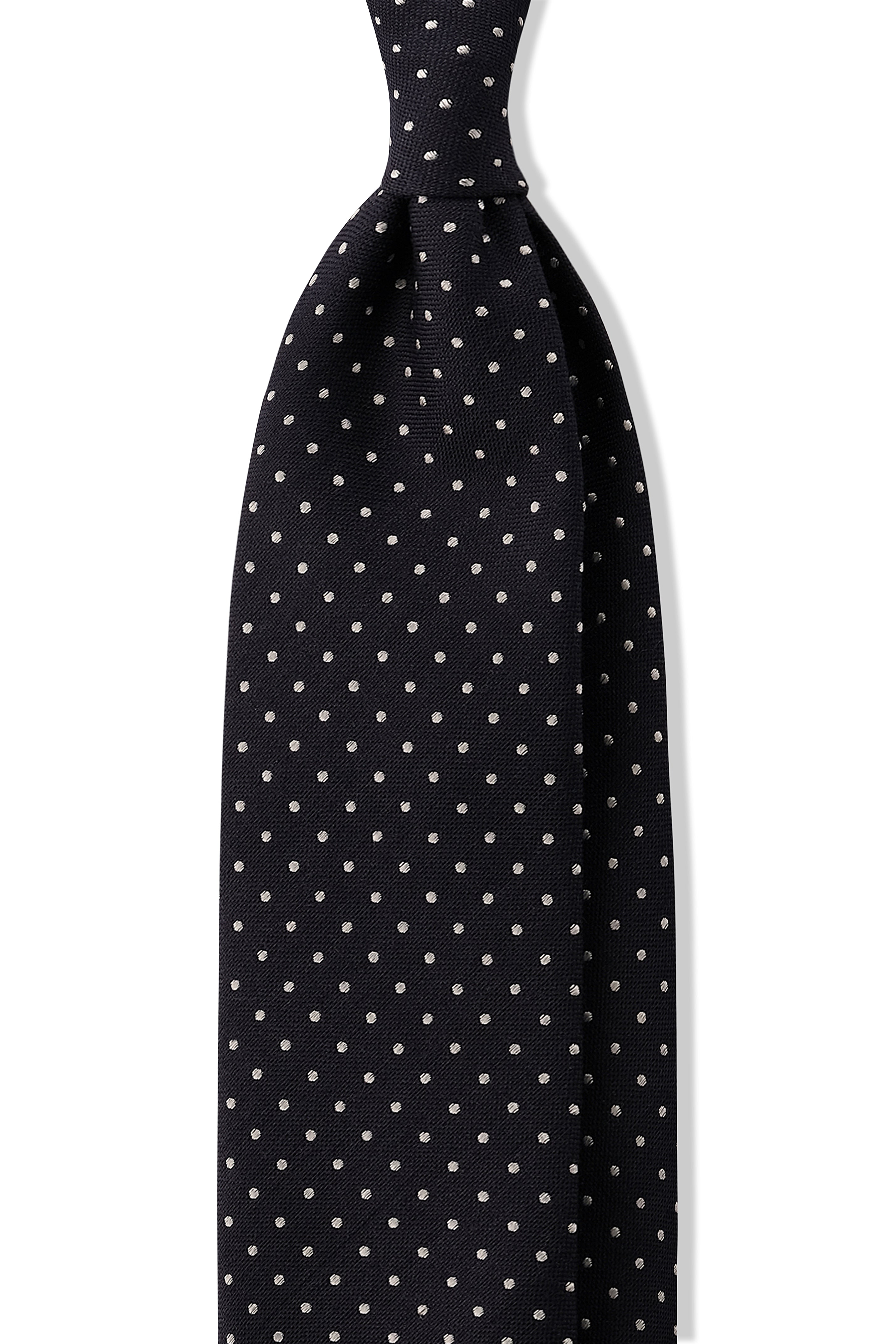 3-Fold Silk Wool Pindot Jacquard Tie - Navy | Brunati Como®