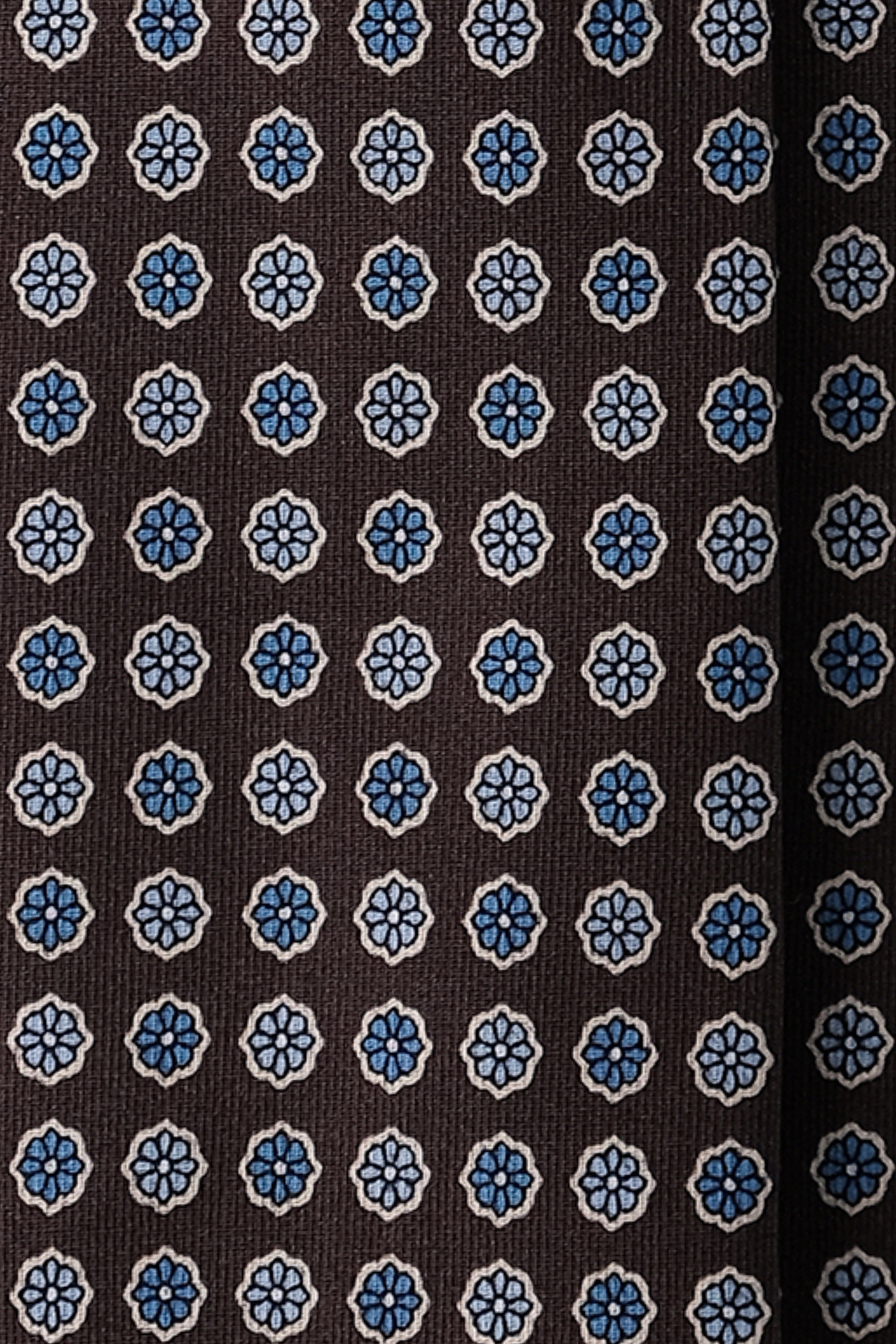 3-Fold Untipped Floral Silk Tie - Brown / Light Blue / Blue– Brunati Como®