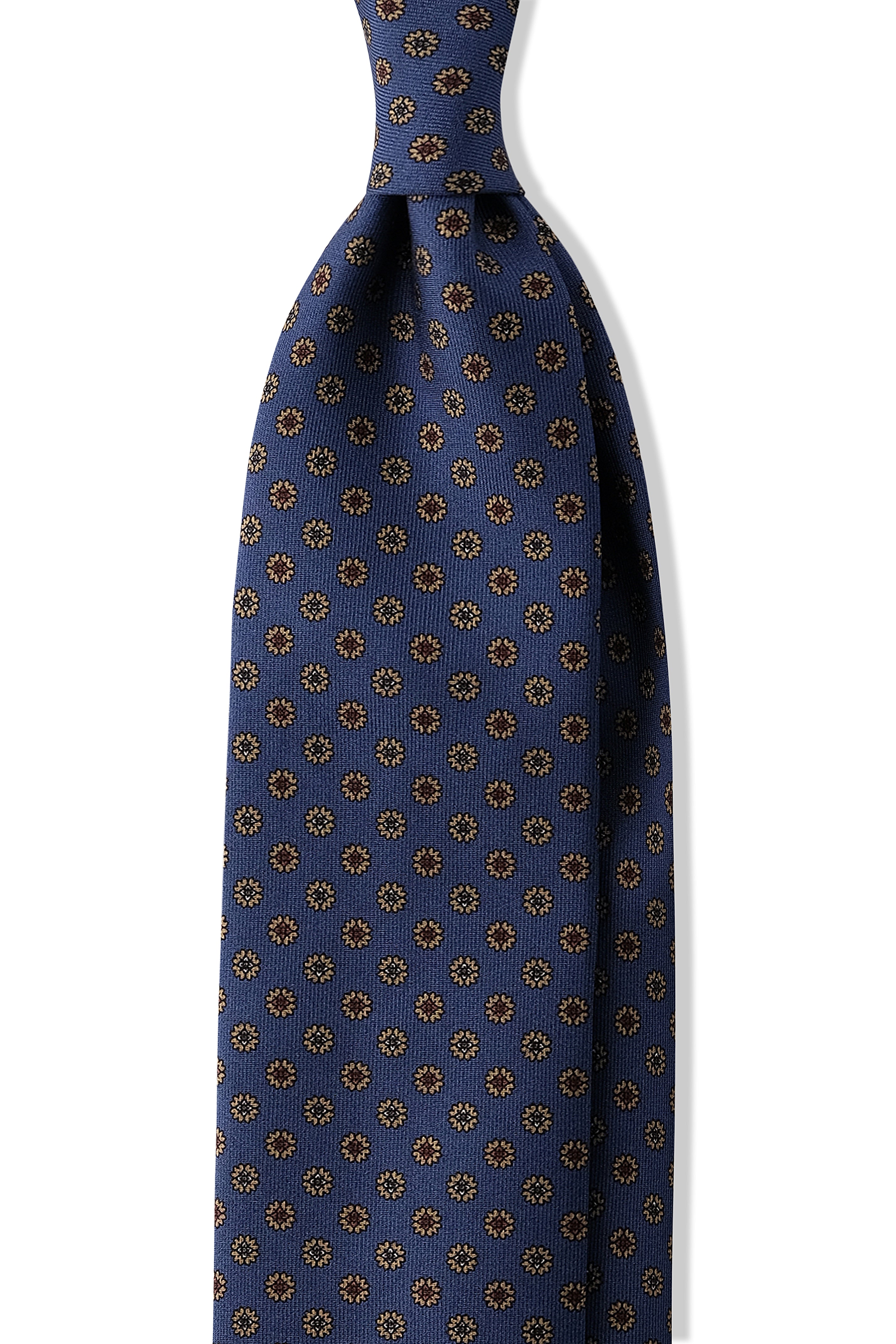 3- Fold Untipped Floral Silk Tie - Blue / Olive / Brown | Brunati Como®
