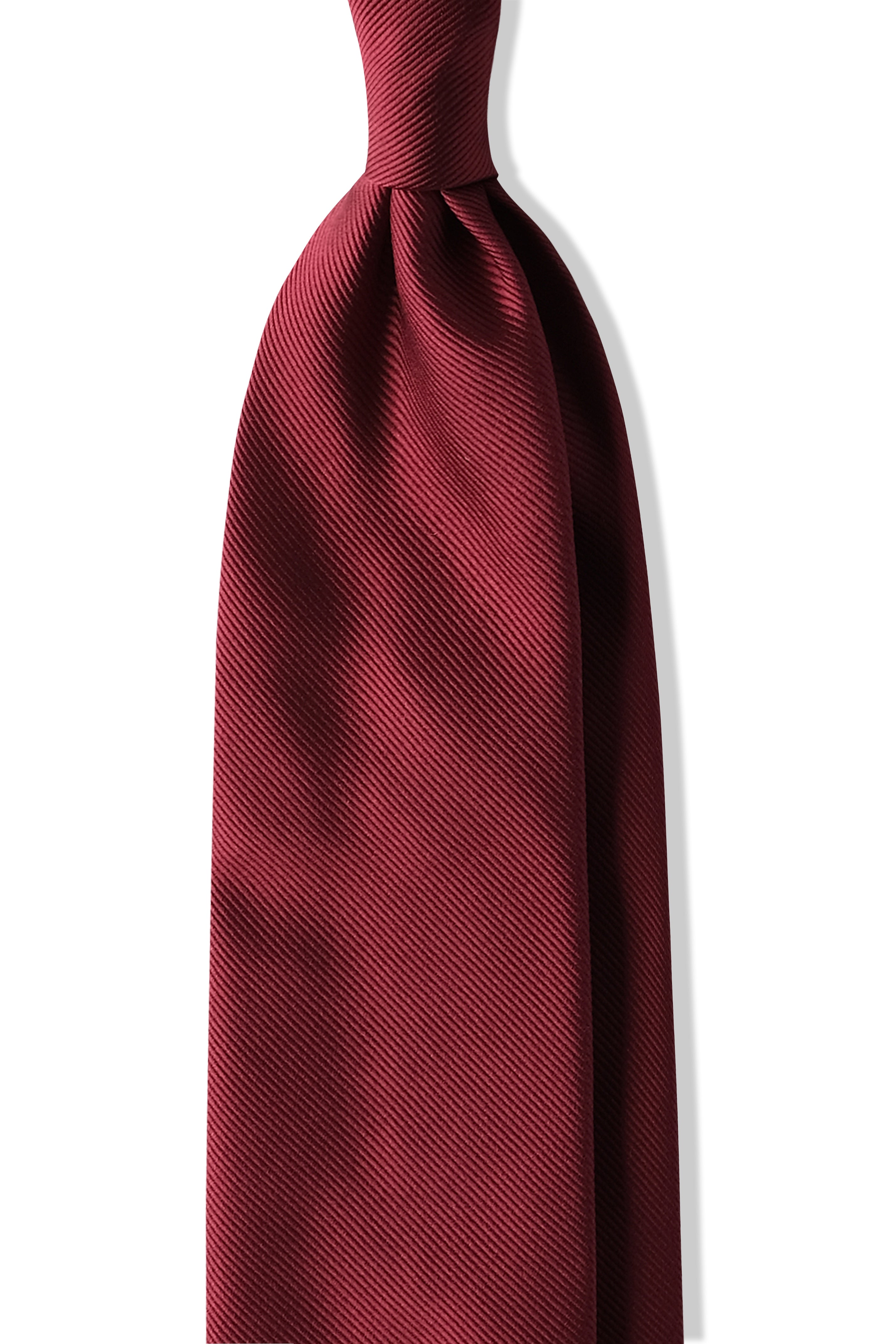 3-Fold Untipped Solid Repp Tie - Bordeaux– Brunati Como®