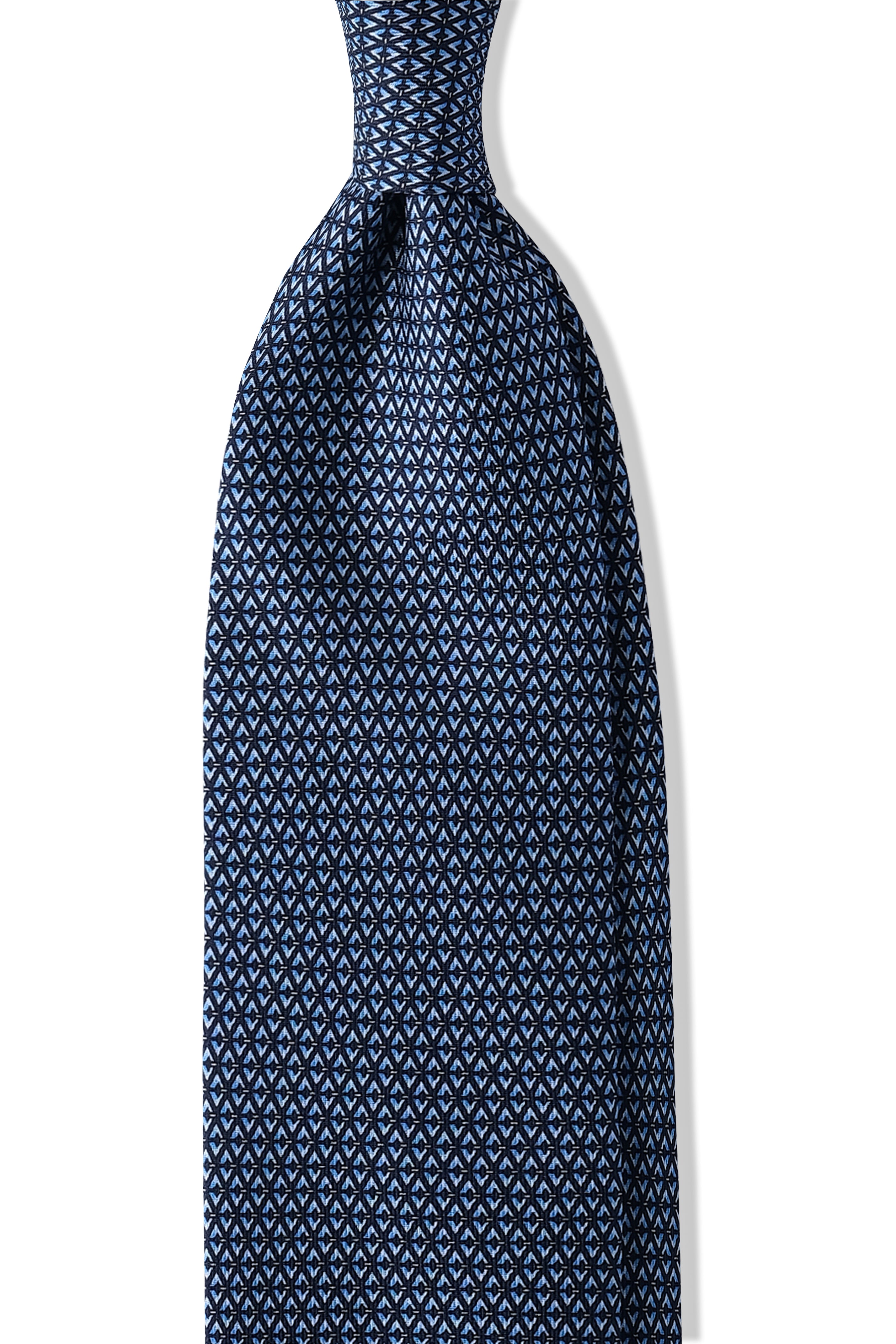 3-Fold Mosaic Pattern Printed Silk Tie - Navy/White/Royal Blue– Brunati ...