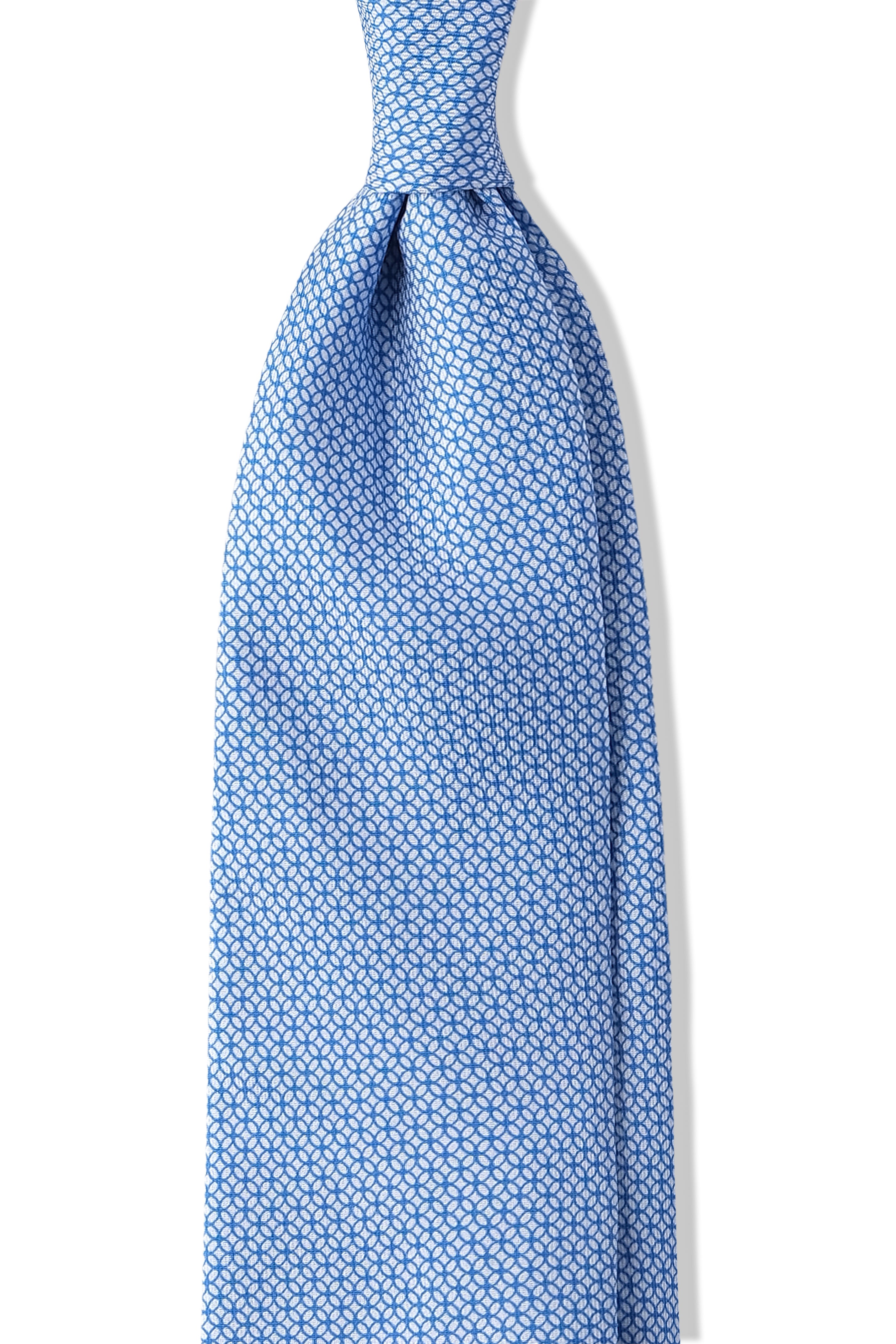 3-Fold Interlocking Chains Printed Silk Tie - Light Blue/White ...