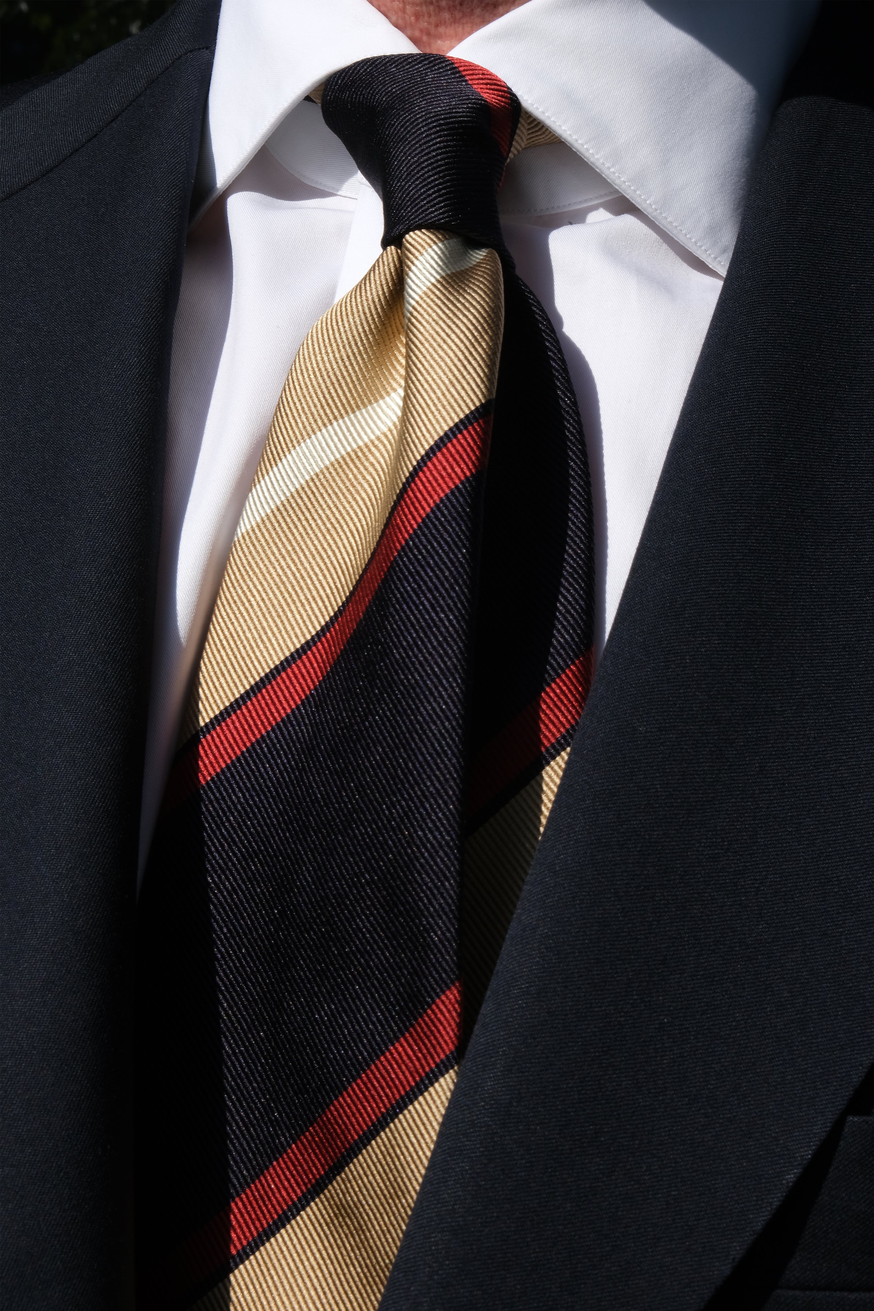 3-Fold Regimental Repp Silk Tie - Navy / Red / Gold Beige / Off-White ...