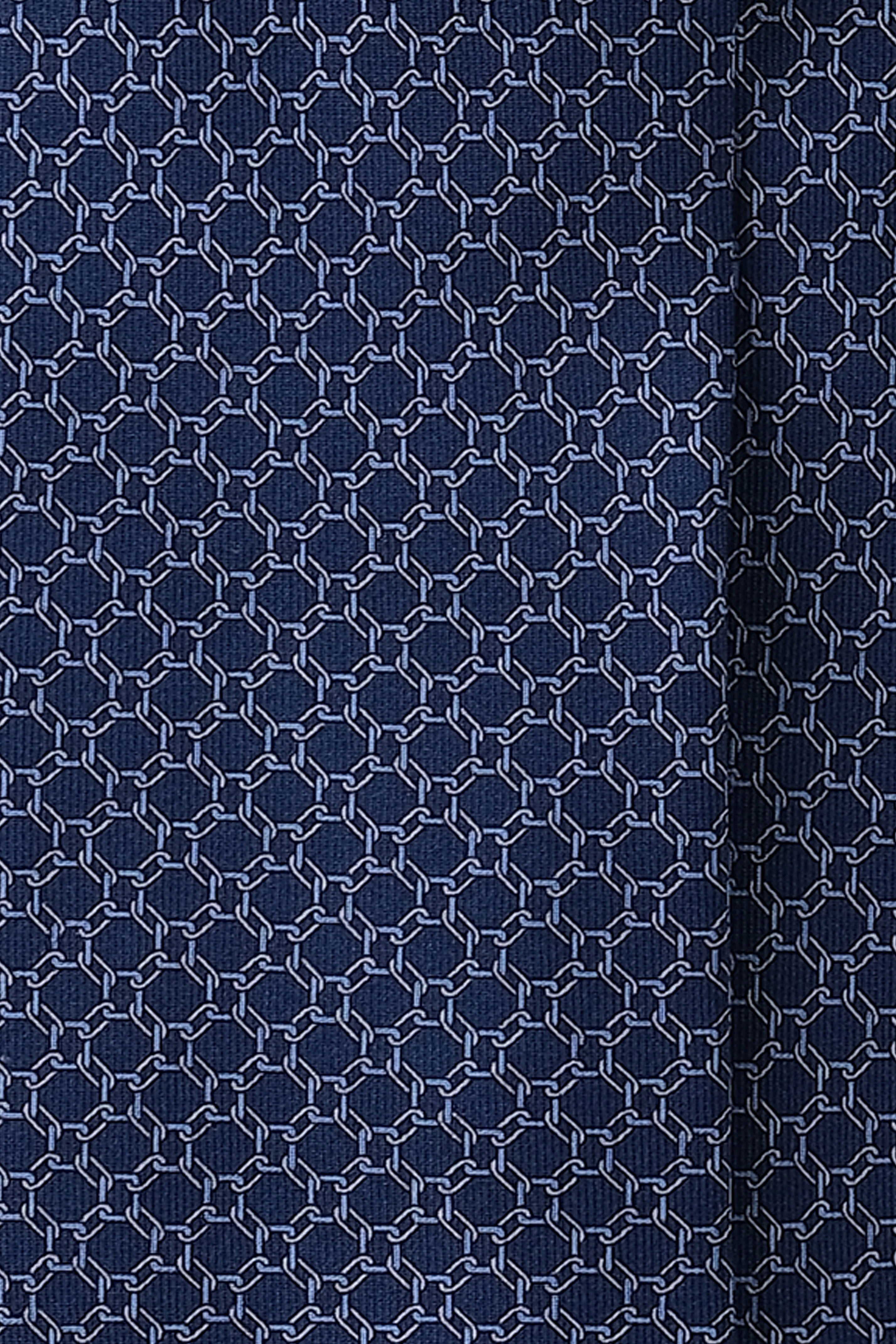 3-Fold Interlocking Chains Printed Silk Tie - Navy/Light Blue/Silver ...