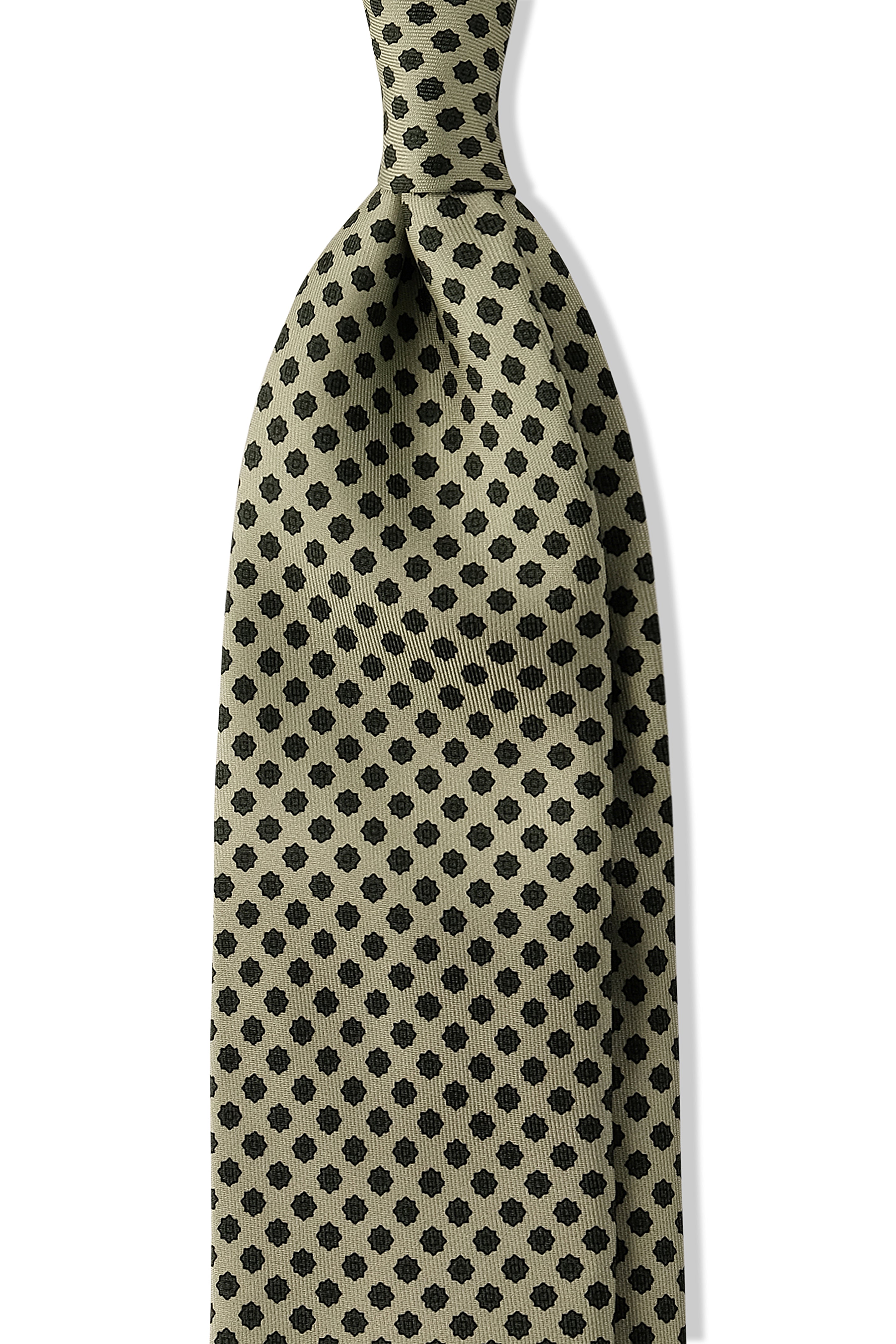 3-Fold Floral Printed Silk Tie - Soft Green/Forest | Brunati Como®