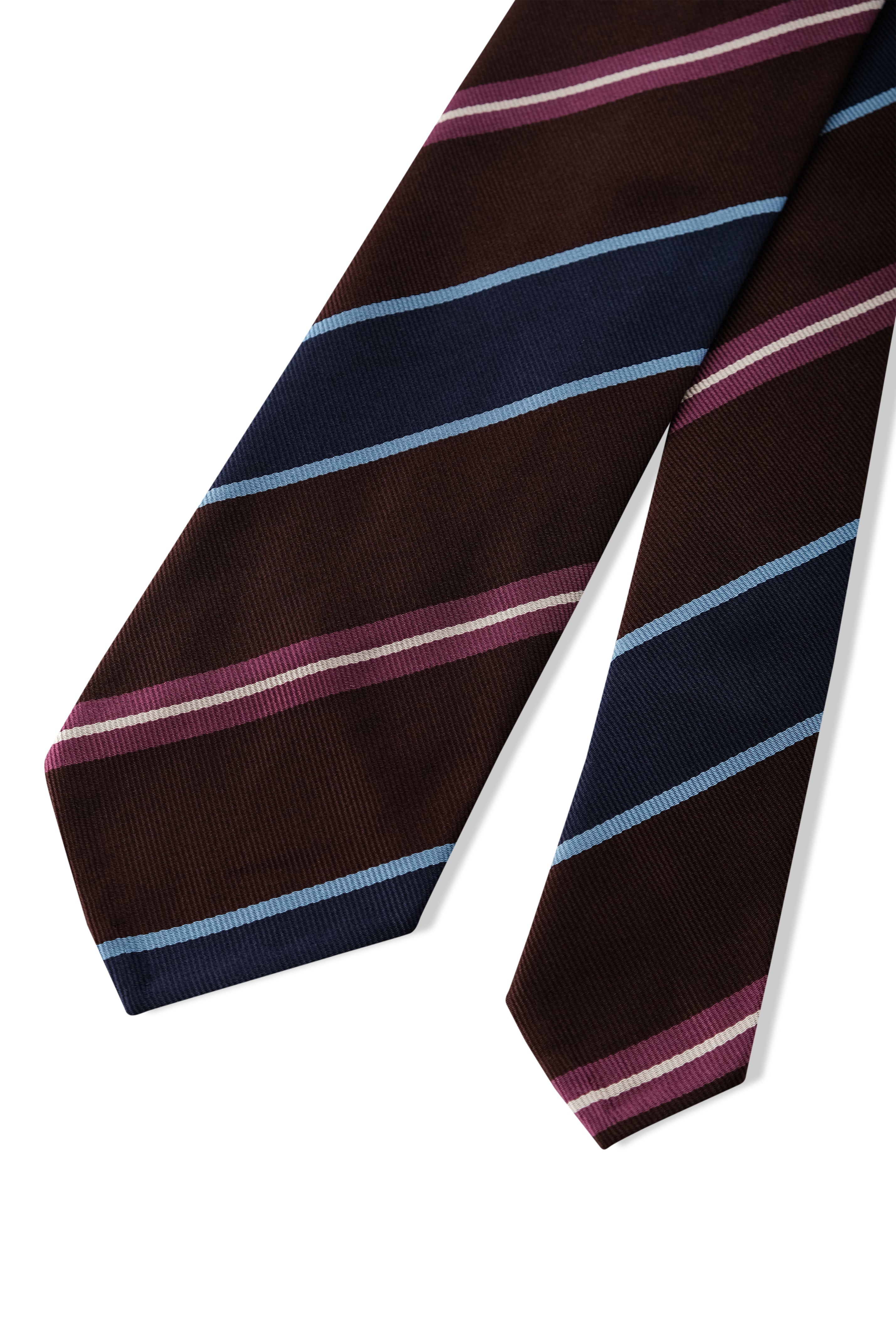 3-Fold Preppy Repp Silk Tie - Brown / Royal Blue / Purple– Brunati Como®